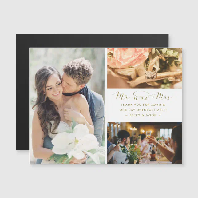 Mr and Mrs Photo Collage Wedding Thank You card | Zazzle