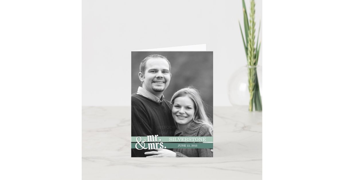 Mr. and Mrs. Thank You Card - Basil | Zazzle