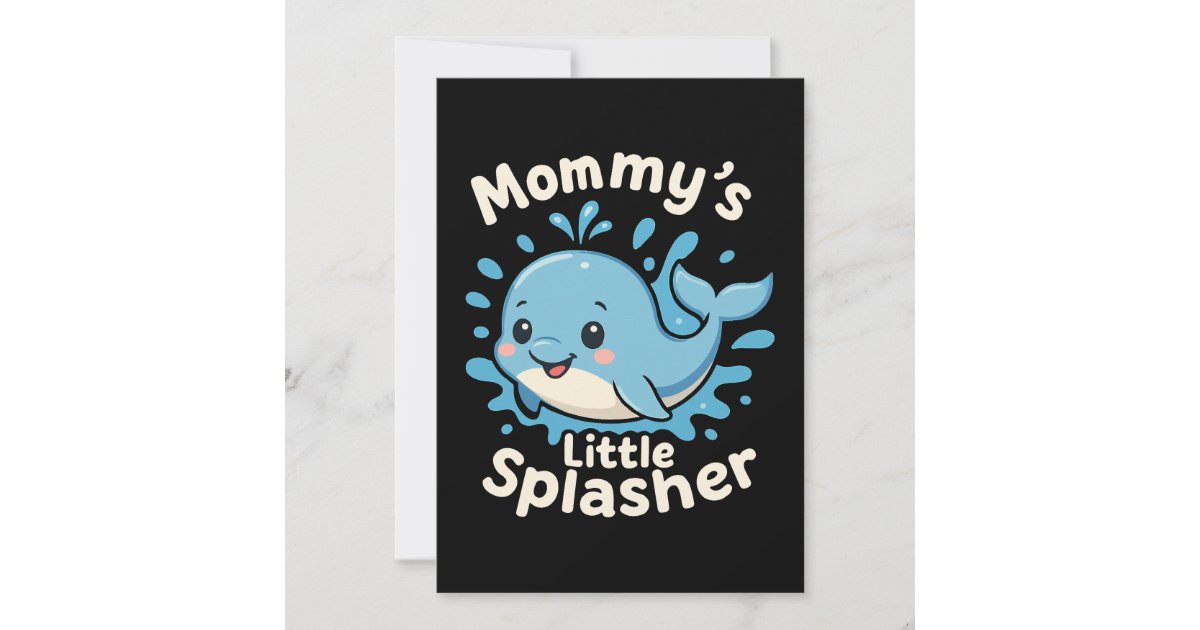 Mummy's Little Splasher Cute Baby Whale Invitation | Zazzle