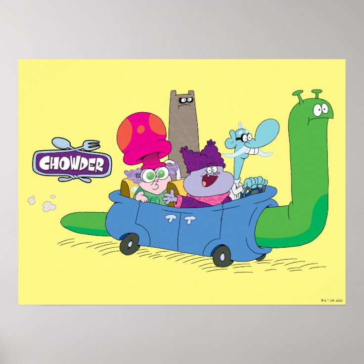 Mung, Chowder, Shnitzel, & Truffles in Snail Car Poster | Zazzle