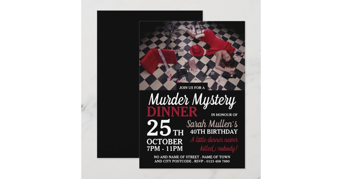 Murder Scene, Murder Mystery Birthday Dinner Invitation | Zazzle