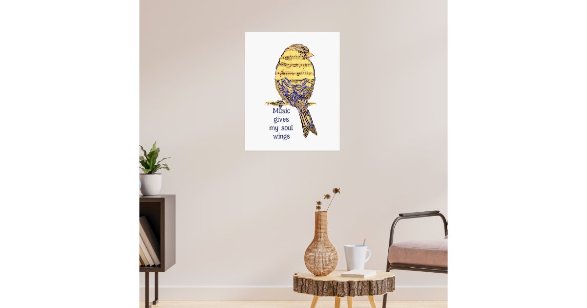 Music Gives My Soul Wings Inspirational Quote Poster | Zazzle