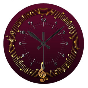 Music Notes Pattern Wall Clocks | Zazzle.com.au
