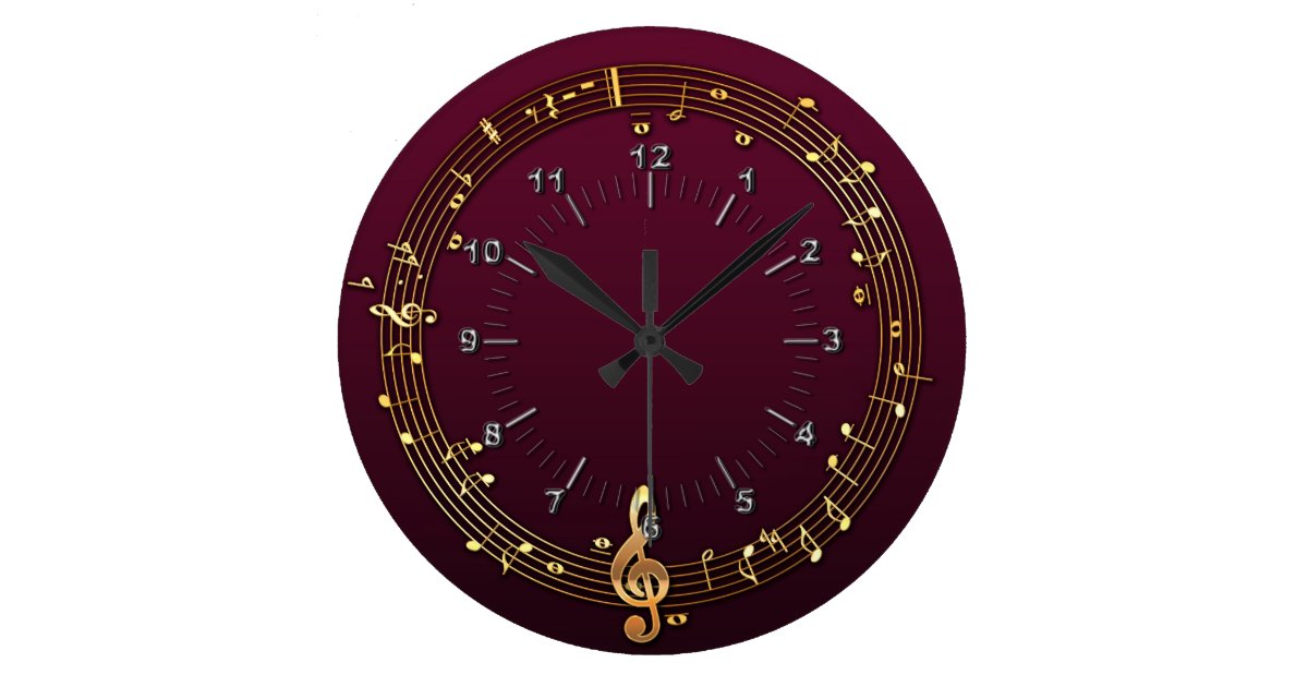 Musical notes large clock | Zazzle.com.au