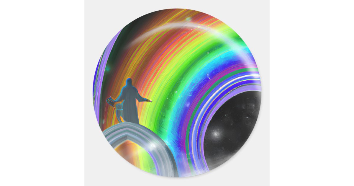 Mystery Figure at the Inter-Dimensional Stargate Classic Round Sticker ...