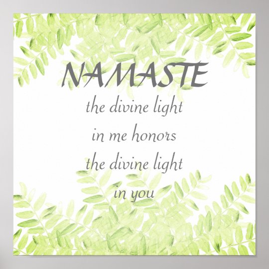 Namaste quote pretty nature green leaves design poster | Zazzle.com.au