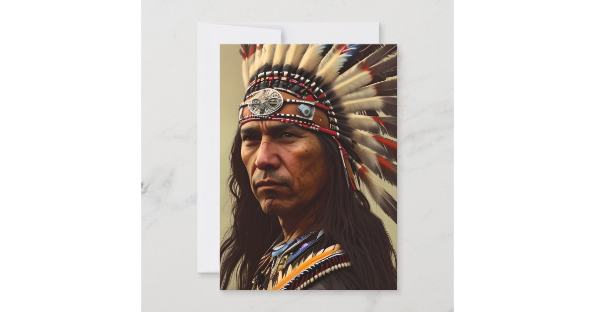 Native American Indian Warrior Thank You Card | Zazzle