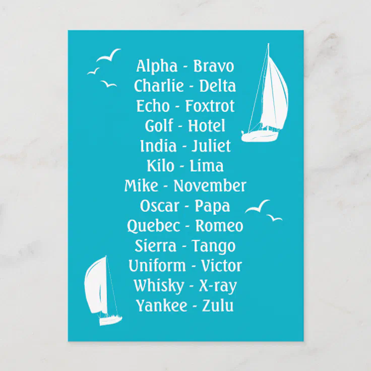 Nautical Phonetic Alphabet Trainee Sailor Postcard | Zazzle