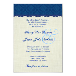 Navy Blue Cream Wedding Invitations & Announcements | Zazzle.com.au