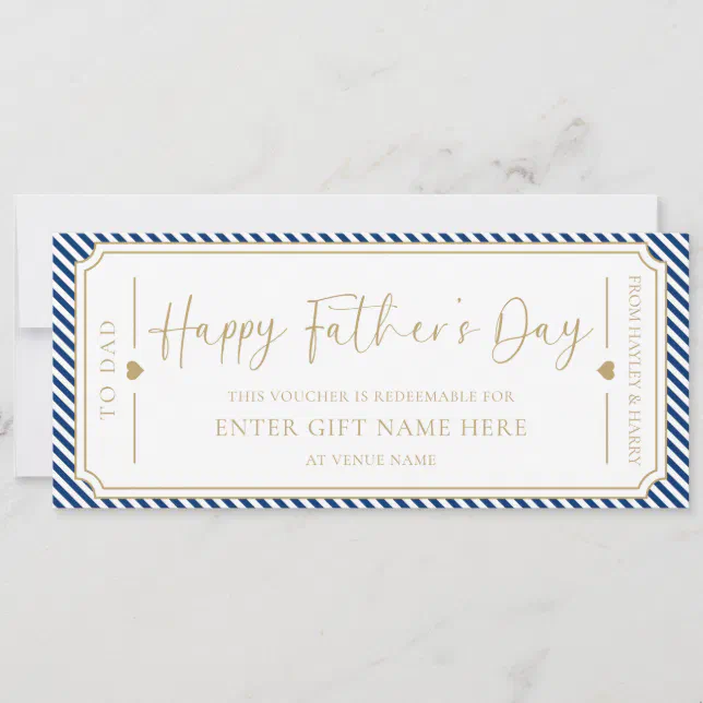 Navy Blue Happy Father's Day Gift Voucher Card | Zazzle