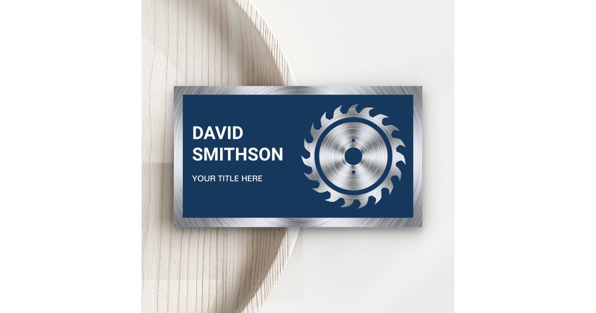 Navy Blue Steel Circular Saw Handyman Carpenter Business Card | Zazzle