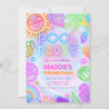 Neon Glow Pool Party Birthday Invitation | Zazzle