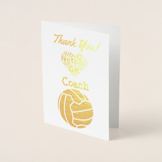 Netball Coach Thank You Gold Foil Card | Zazzle.com.au