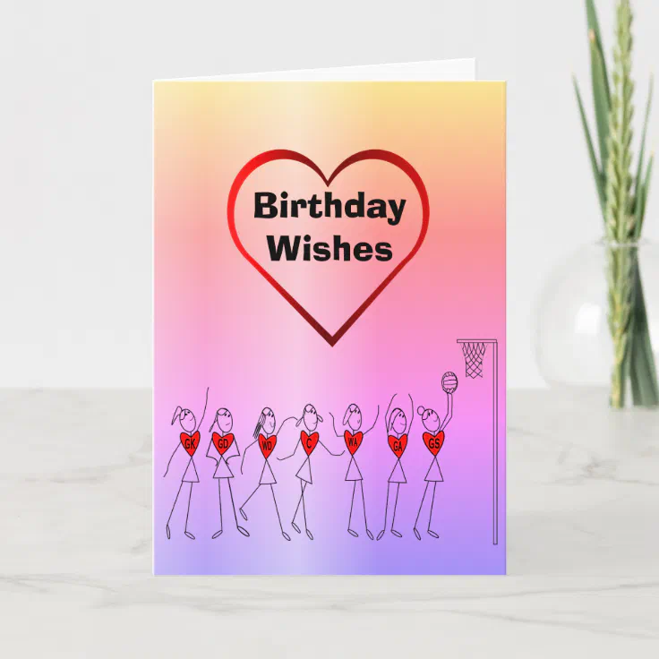 Netball Greetings Happy Birthday Card | Zazzle