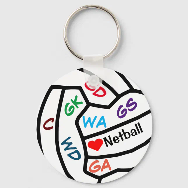 Netball Player Positions Ball Design Keyring | Zazzle