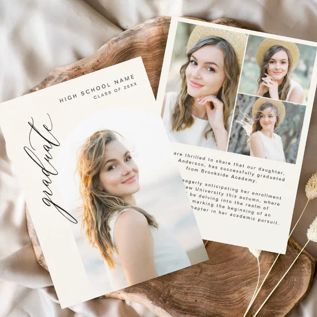 Neutral Arch Graduate Simple Photo Graduation Announcement | Zazzle