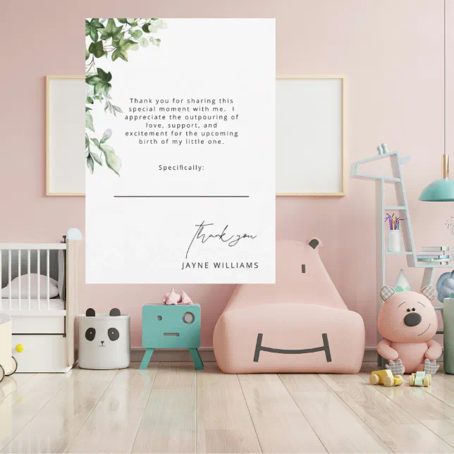 Neutral Message Ivy Baby Shower Thank You Invitation | Zazzle