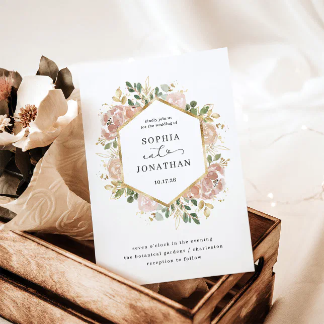 Neutral Watercolor Floral White | Wedding Invitation | Zazzle