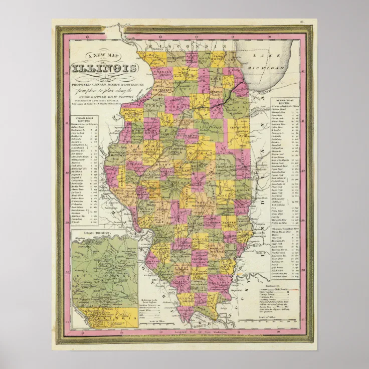 New Map Of Illinois Poster | Zazzle