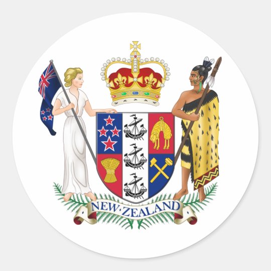New Zealand Coat of Arms Classic Round Sticker | Zazzle.com.au