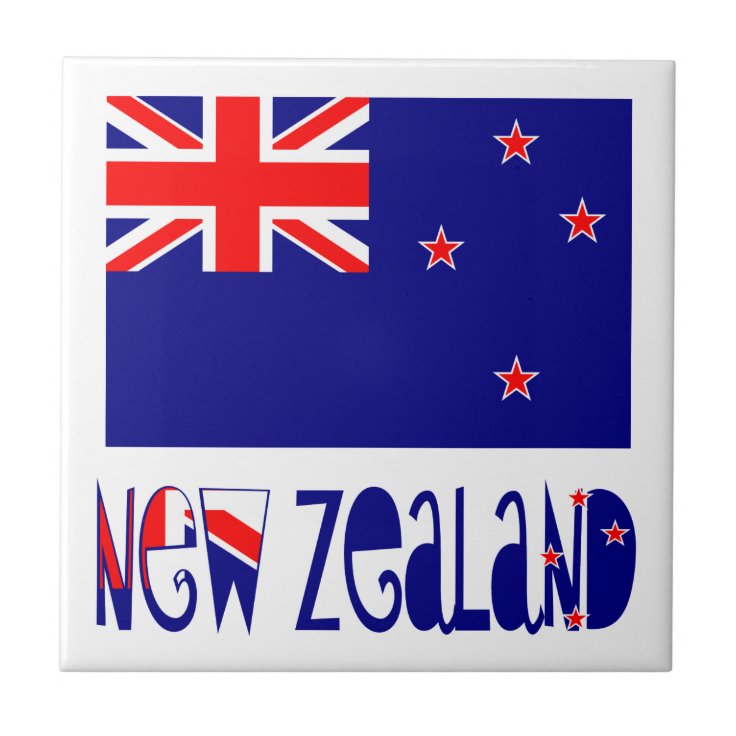 New Zealand Flag & Name Tile | Zazzle