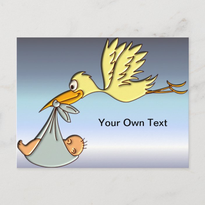 Newborn Baby Arrival - A Flying Stork Delivery Postcard | Zazzle.com.au