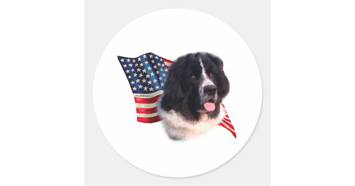 Newfoundland (landseer) Flag Classic Round Sticker | Zazzle