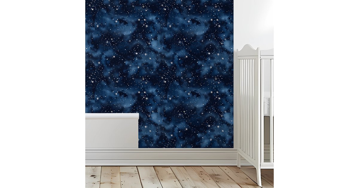 Night Sky Stars navy Blue Ceiling Wallpaper | Zazzle