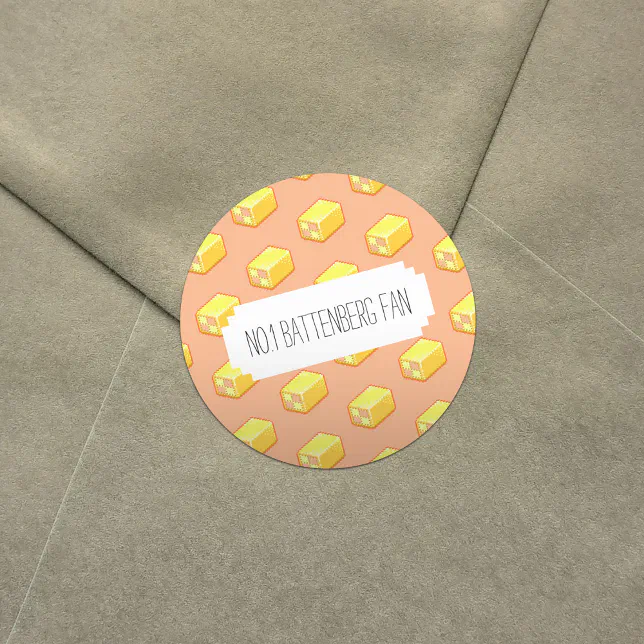 No.1 Battenberg Fan Pink & Yellow Cake Classic Round Sticker | Zazzle