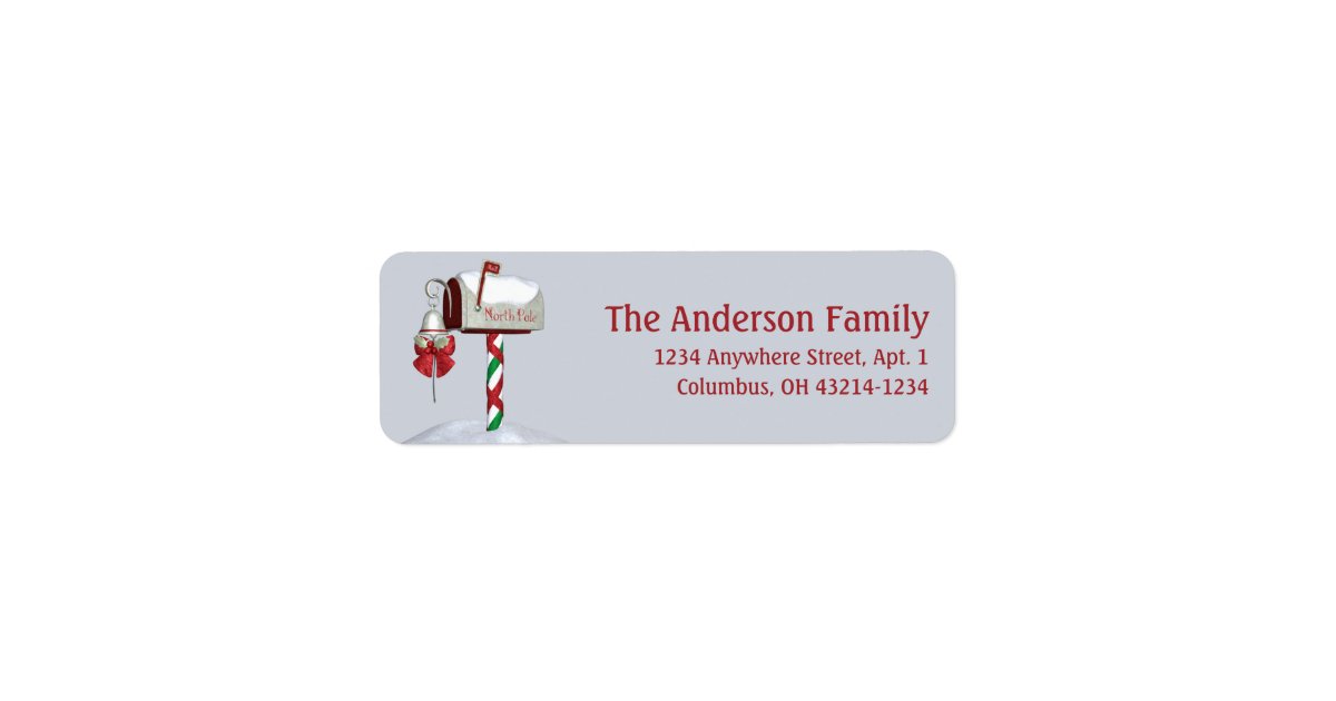 North Pole Christmas Mailbox Address Label Return Address Label | Zazzle