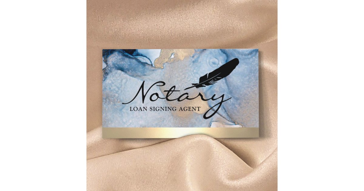 Notary Loan Signing Agent Gold Border & Watercolor Business Card | Zazzle