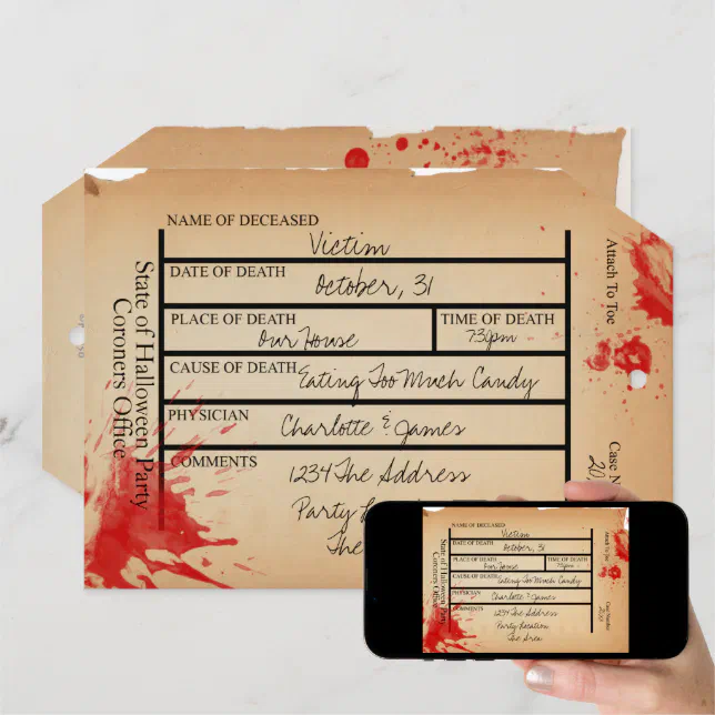 Novelty Coroners Toe Tag Halloween Invitation | Zazzle