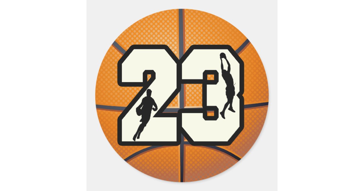Number 23 Basketball Classic Round Sticker | Zazzle