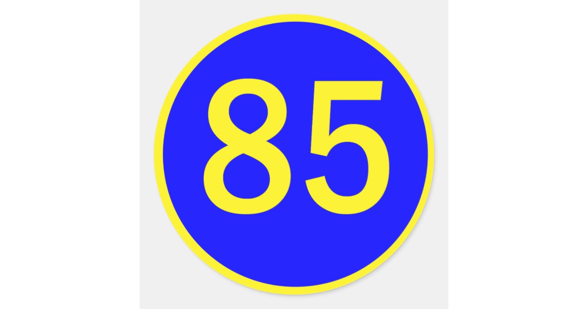 number, 85, in a circle classic round sticker | Zazzle