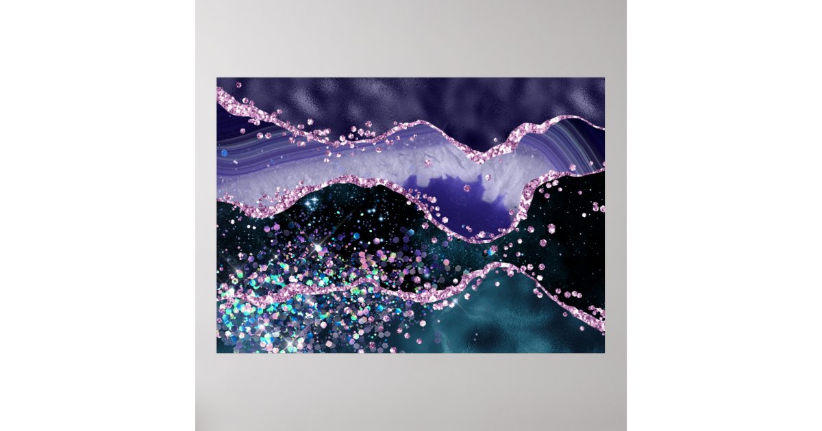 Ocean Agate Celestial GLITTER AP8 Poster | Zazzle
