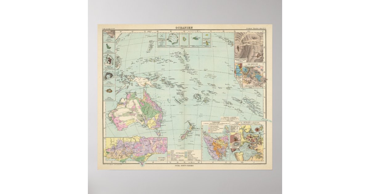 Oceanien - Atlas Map of Oceania Poster | Zazzle
