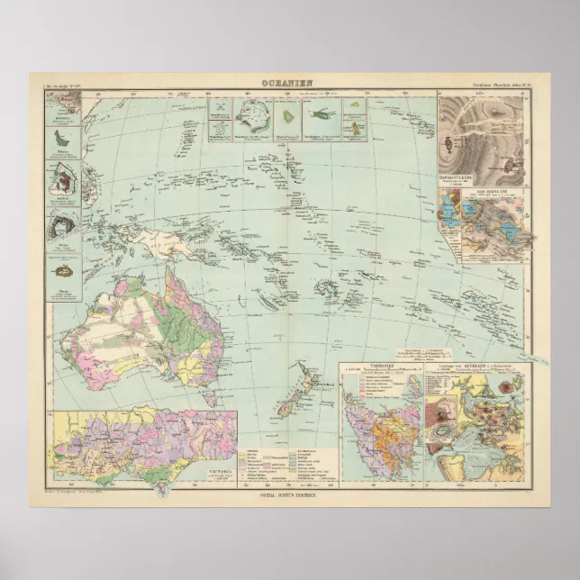 Oceanien - Atlas Map of Oceania Poster | Zazzle