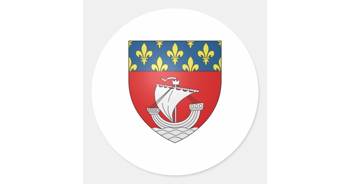 Official Blason Paris Coat Heraldry Symbol France Classic Round Sticker ...