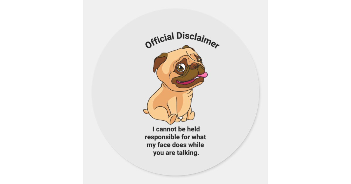 Official Disclaimer My Face Classic Round Sticker | Zazzle