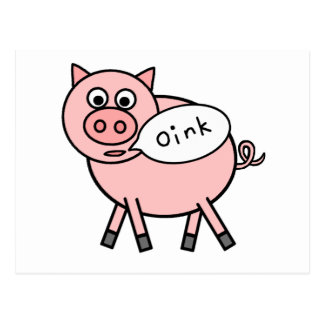 Oink Cute Cartoon Pig Postcards, Oink Cute Cartoon Pig Post Cards