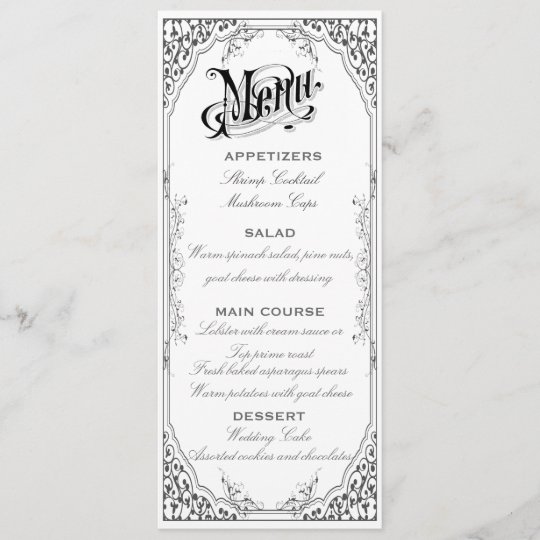 Old fashioned Victorian Menu | Zazzle.com.au