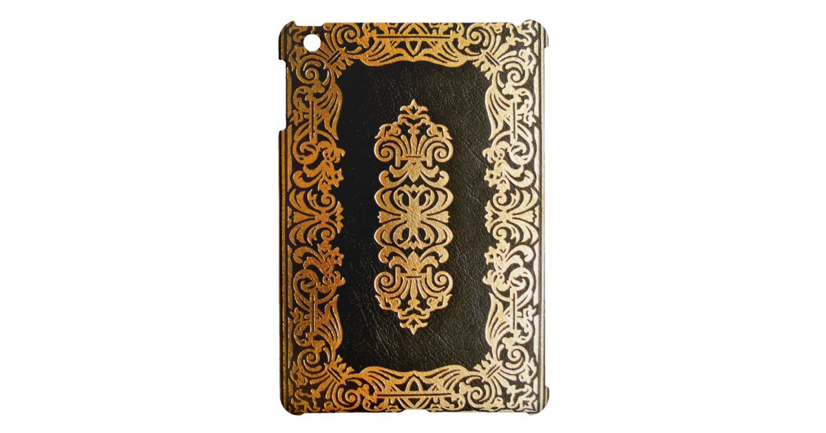Old Leather Black & Gold Book Cover iPad Mini Case | Zazzle