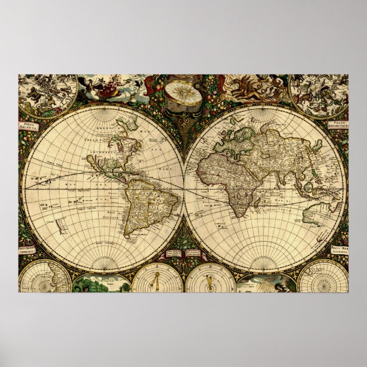 Old World Map Poster | Zazzle
