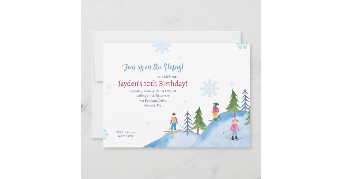 On The Slopes Birthday Party Invitation | Zazzle