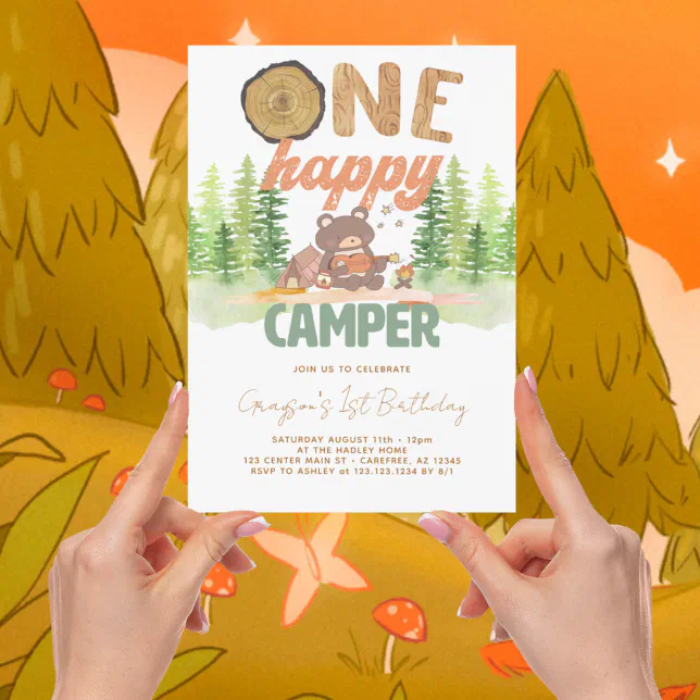 One Happy Camper 1st Birthday Invitation | Zazzle