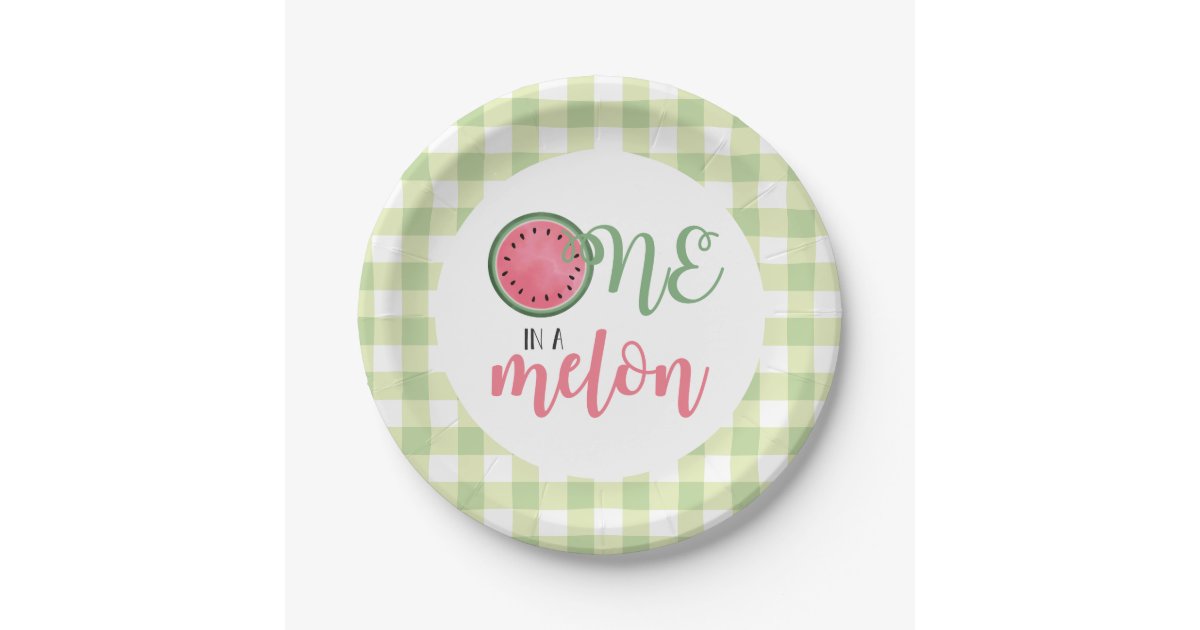 One in a Melon Watermelon First Birthday Paper Pla Paper Plate | Zazzle