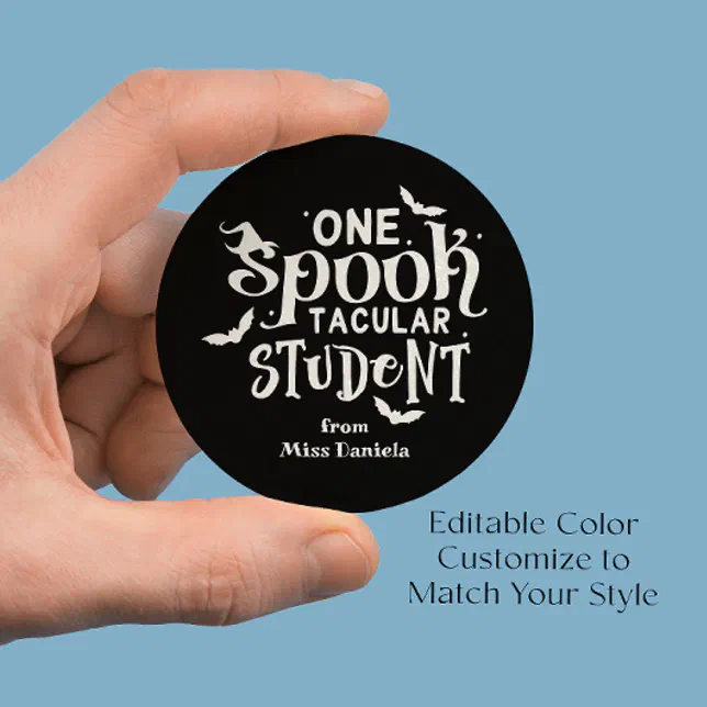 One Spooktacular Student Halloween Teacher Reward Classic Round Sticker ...