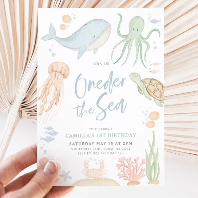 Oneder The Sea 1st Birthday Under The Sea Invitation | Zazzle