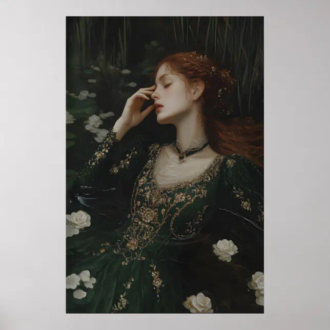 Ophelia Victorian Woman in Water Printable Dark Poster | Zazzle
