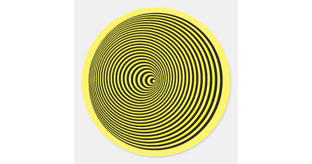 Optical illusion 3D Yellow Vibrate Circle Classic Round Sticker | Zazzle
